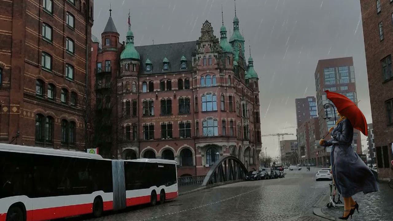 Футаж Дождь в городе