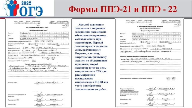 Заполнение форм для руководителей ППЭ и членов ГЭК