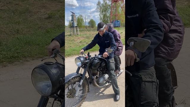 Прокатил свою бабушку 86 лет, на мотоцикле ИЖ-49 1956 года.