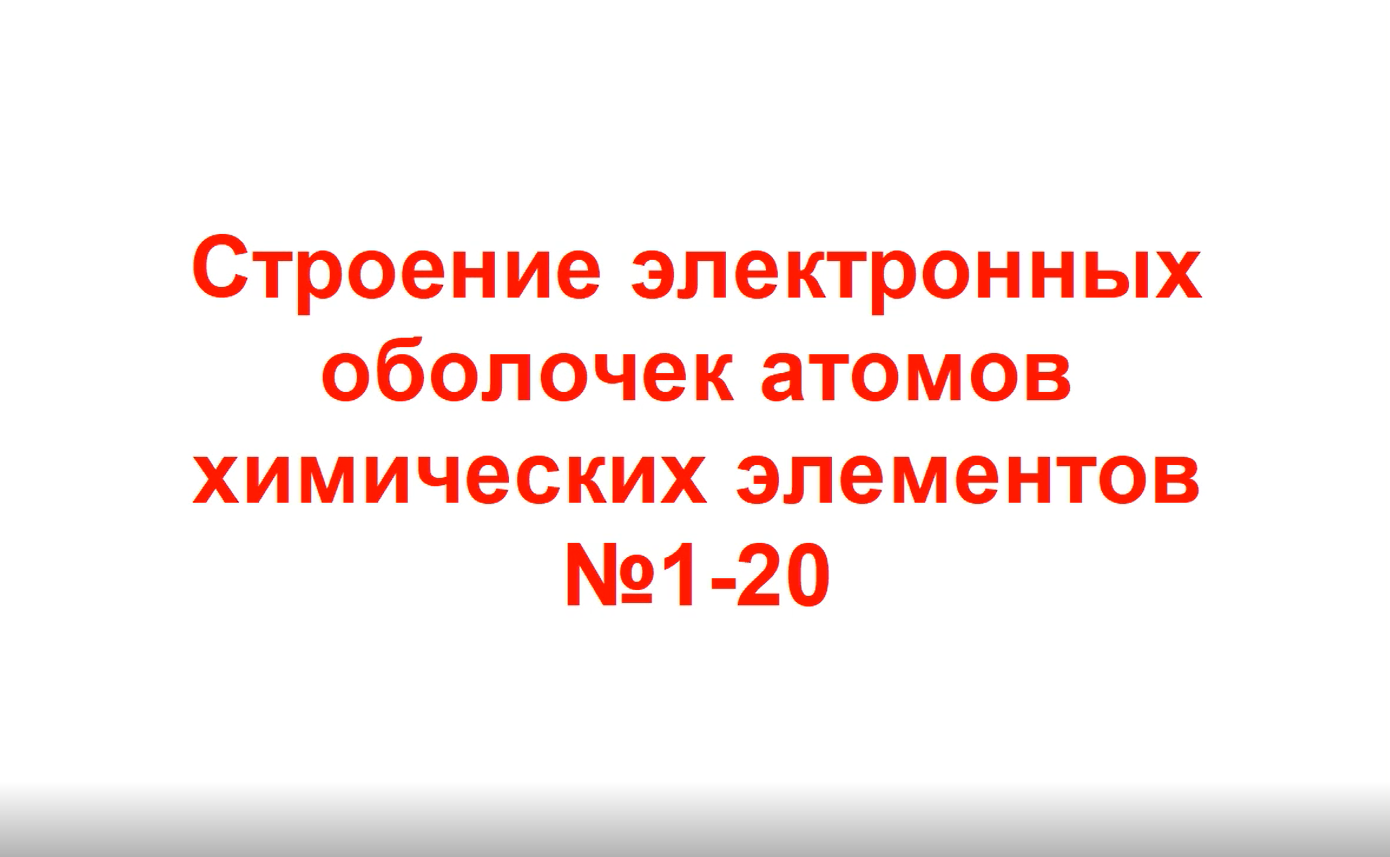 Строение электронных оболочек атомов элементов №1-20