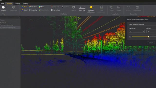 Видео "пролета" по траектории движения сканера