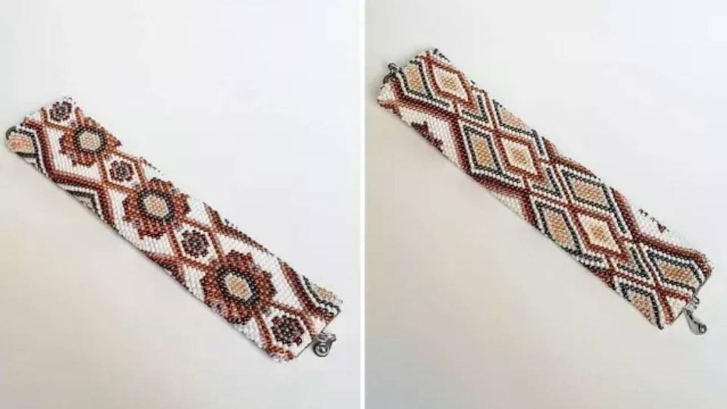 Двухсторонний браслет из бисера. Бисеровязание. TUTORIAL. DIY