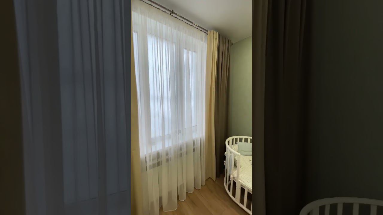 Двухцветные шторы и тюль в спальню #портьеры #портьеры_тюль #шторывспальню