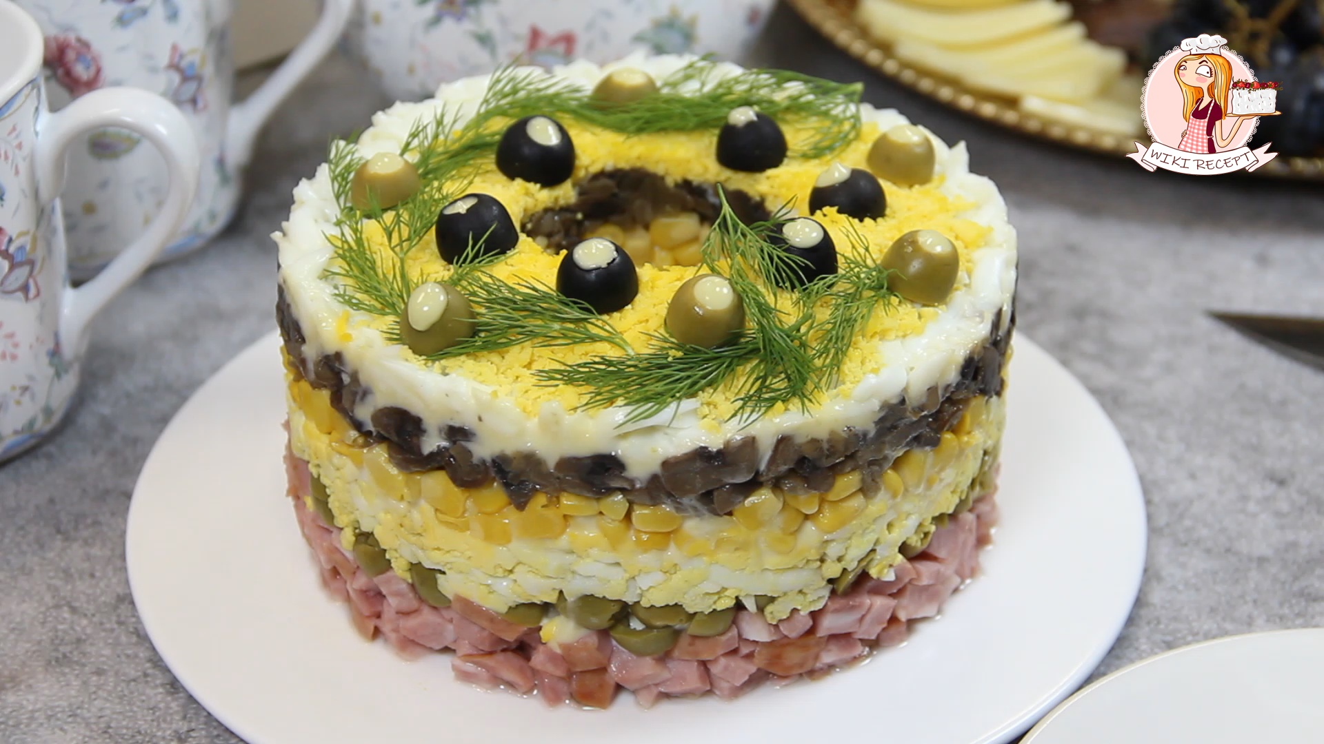 Потрясающий САЛАТ с ВЕТЧИНОЙ, ГРИБАМИ и ОЛИВКАМИ