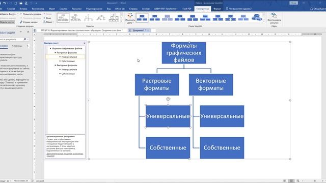 ПР № 16. Часть 1. Форматирование текста в соответствии с образцом, создание схем