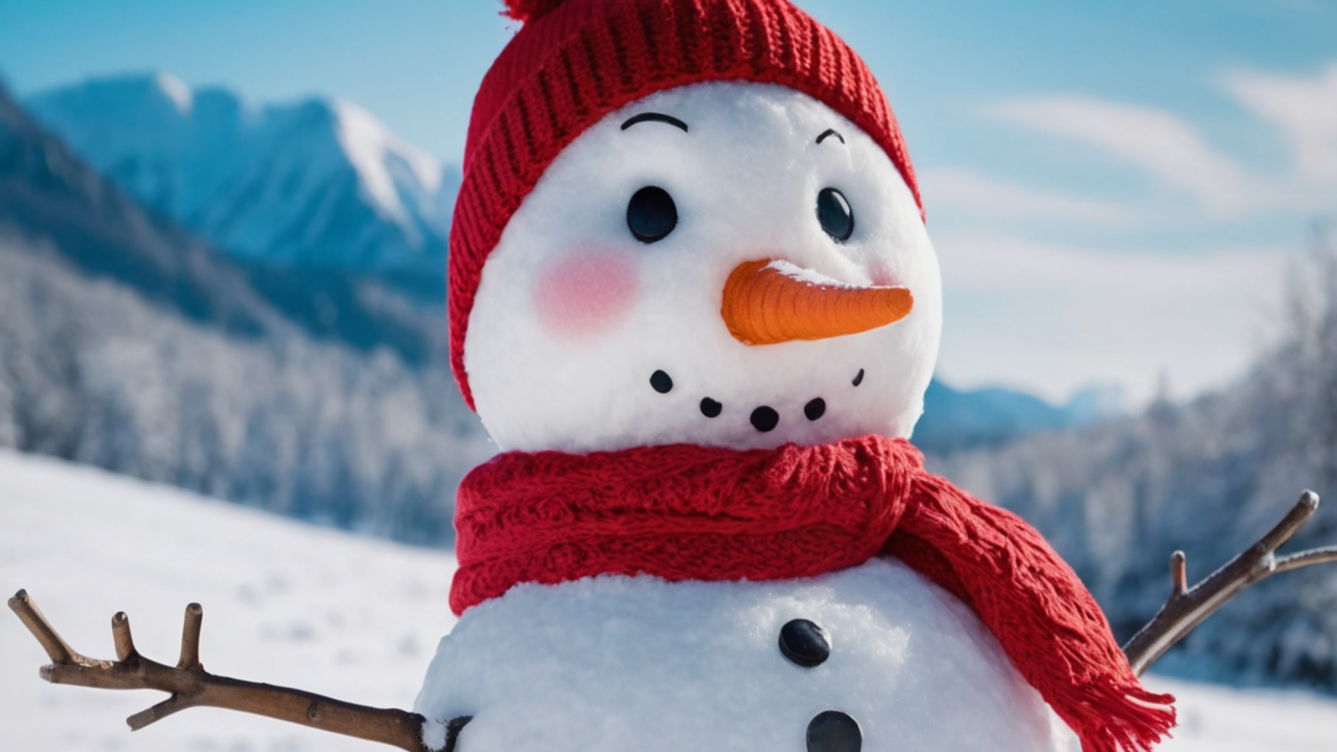 Снеговик с шапкой и шарфом