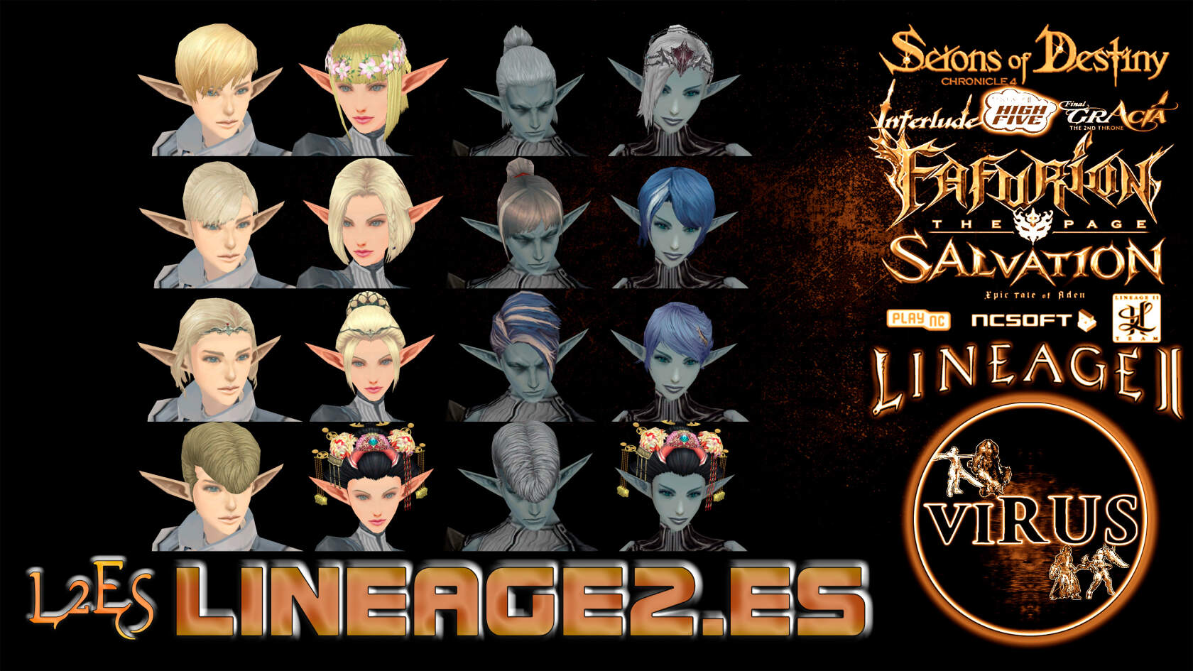 Hairstyle set 02 for www.Lineage2.Es server. High Five Chronicles ◄√i®uS►