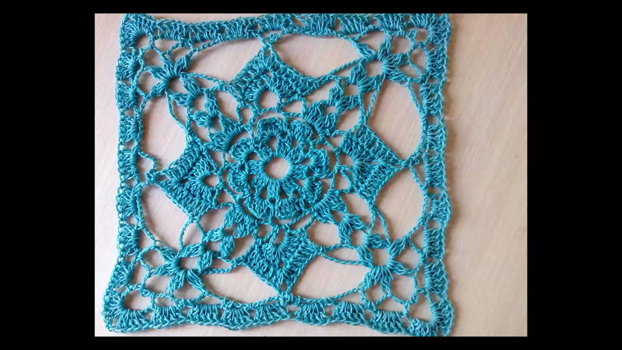 Урок вязания.Интересный Квадратный мотив крючком