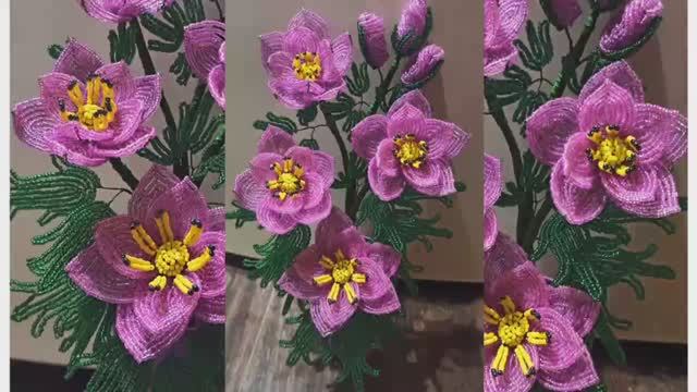 МК анемоны из бисера. Цветы из бисера, букет (1).mp4