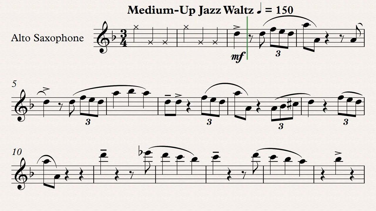 Гарсон "Джазовые вариации на тему Паганини" - видео-минусовка и ноты для саксофона-альта, темп 150