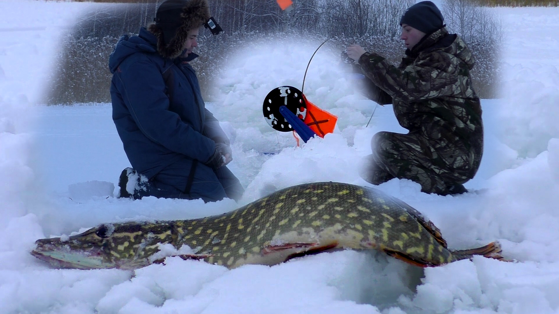 Рассвело и начался наш тридцатиминутный спринт от флага к флагу. Рыбалка на жерлицы