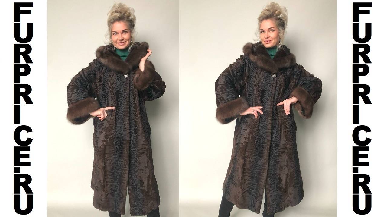 Шуба каракульча MalaMati (Италия) за 29500 ₽ в хорошем состоянии капюшон с соболем р.46-48  ар 11865