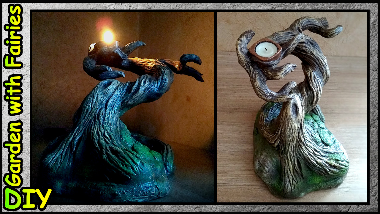 DIY Подсвечник БОНСАЙ из мусора. Имитация коряги