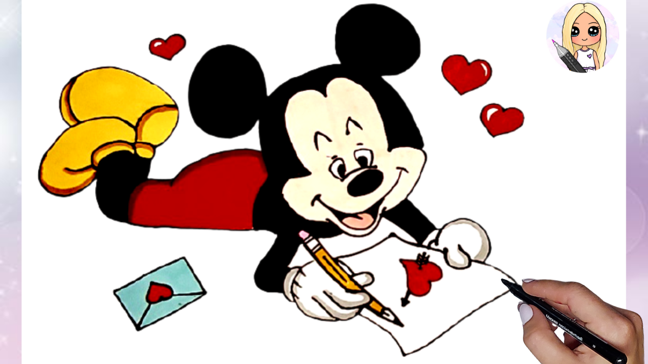 Как нарисовать влюбленного Микки Мауса
