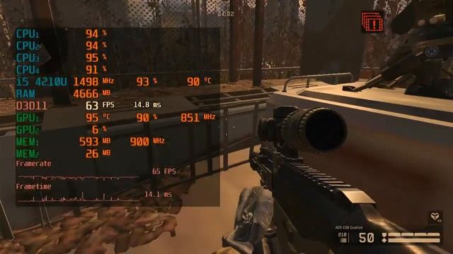 Warface i5 4210U NVIDIA GeForce 820M 6GB DDR3 1600 BGA 1168 1280x720 LOW SETTINGS