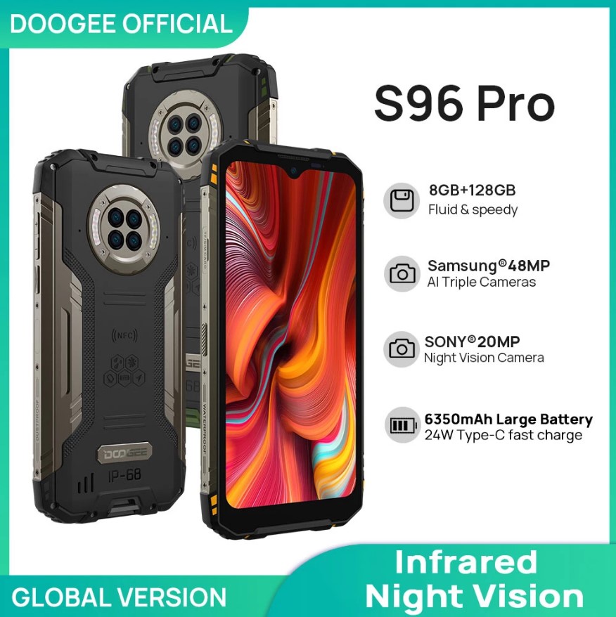 Смартфон, DOOGEE S96 Pro, Android 10, 8 ГБ ОЗУ, 128 Гб ПЗУ, 48 МП.