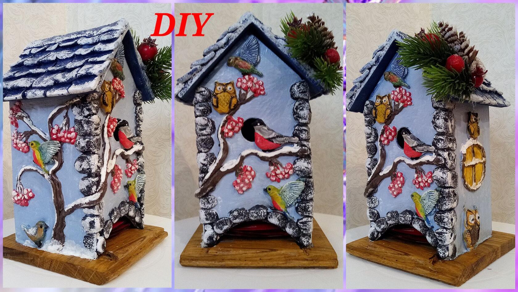 Зимний домик для чая. Идеи новогодних поделок своими руками.