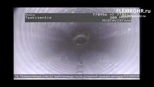 Этап 14 I Телеинспекция после успешной санации I Бестраншейная санация FLEXIROHR