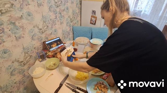 салат фасолевый и мимоза