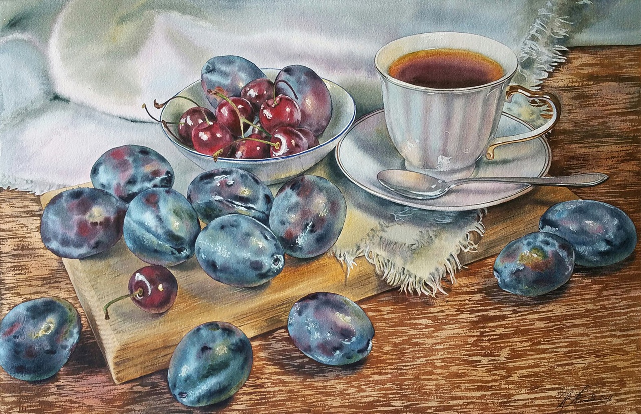 "Красота рядом с нами". Нежные акварельные натюрморты Любови Титовой.