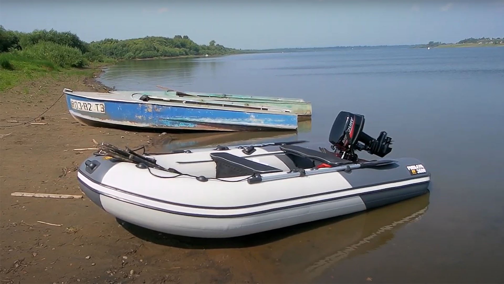 Mercury 9.9 light и лодка Ривьера 3600. Обкатка мотора .