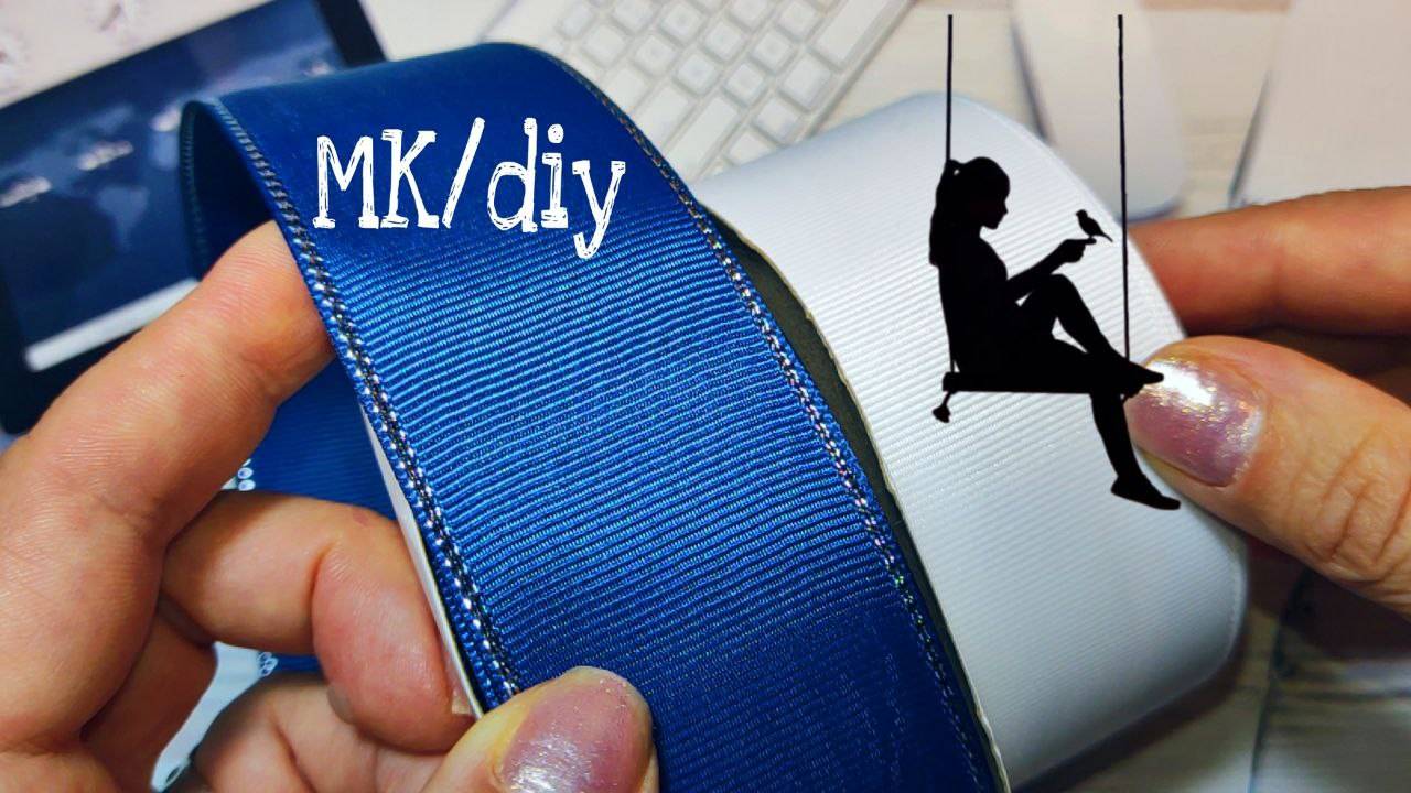 Пышные большие бантики .Сине-белые бантики из ленты 4 см .