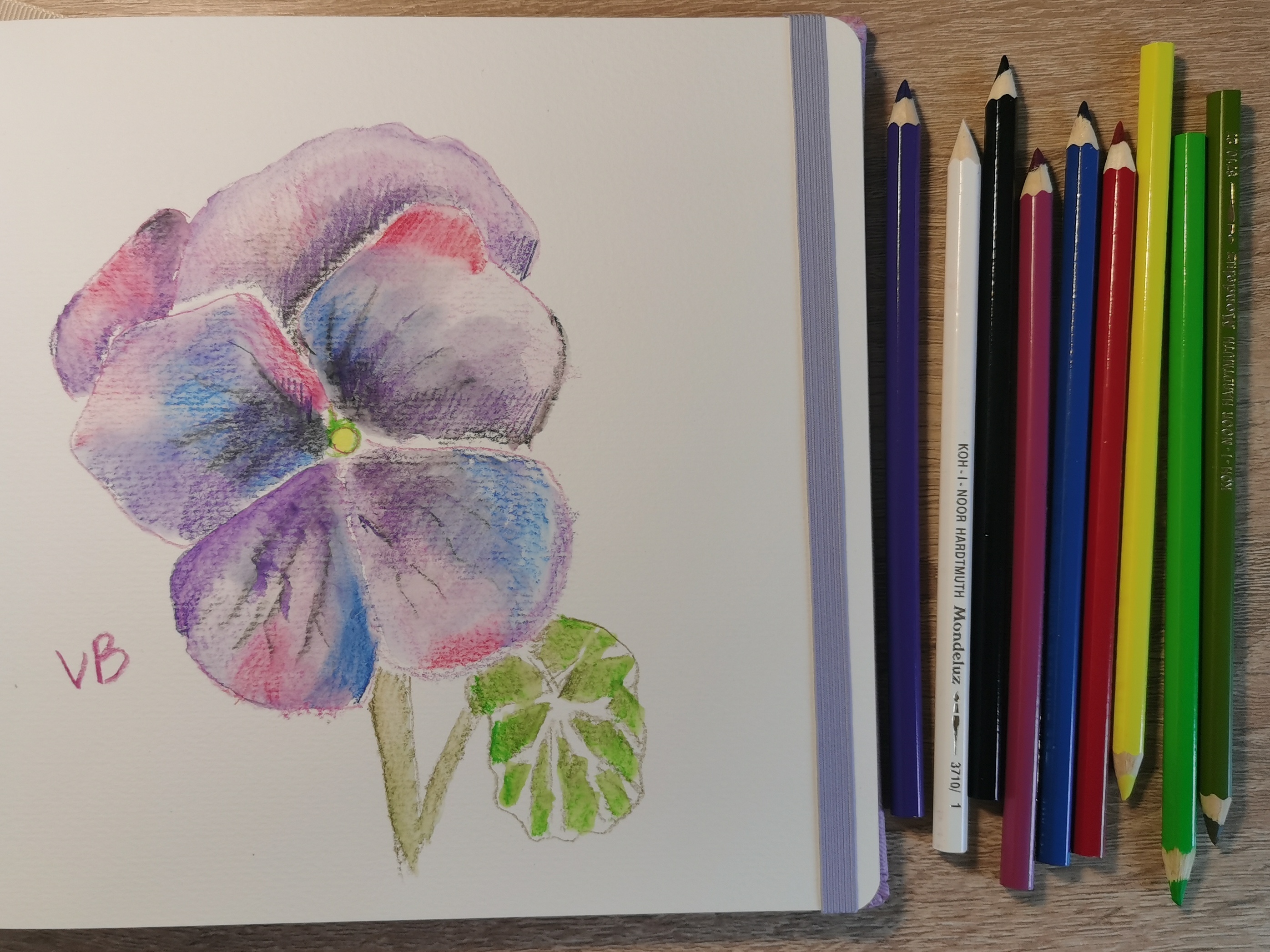 Фиалка акварельными карандашами || Учимся Рисовать