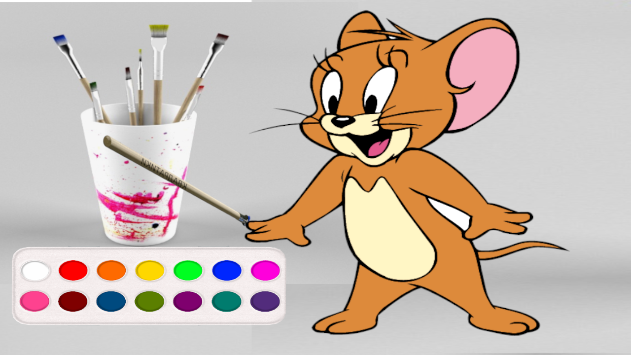 Раскраска для детей.Рисуем и Разукрашиваем мышонка Джерри.