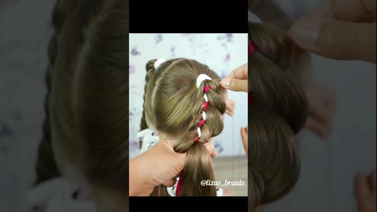 Ribbon braid - 3 strand braid + 2 ribbons #beautifulbraid #5strandbraid #easybraids