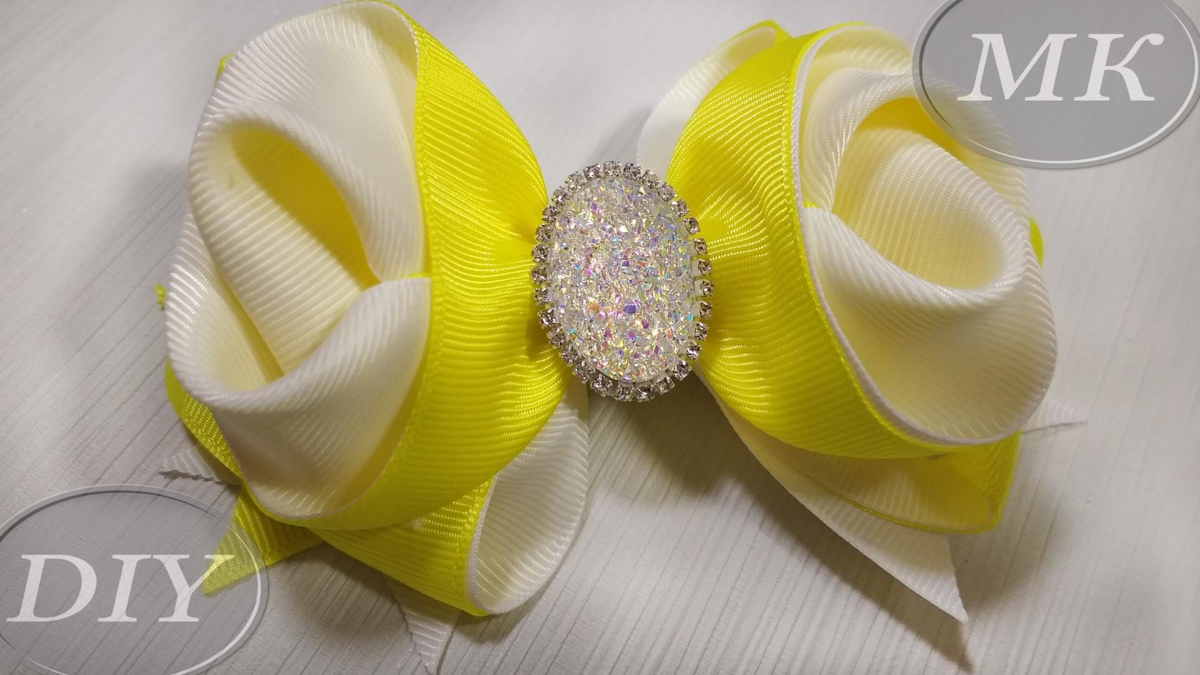 Бант из репсовой ленты 4 см МК  ? Bow grosgrain ribbon DIY ? Laço Formoso com Fita numero 9