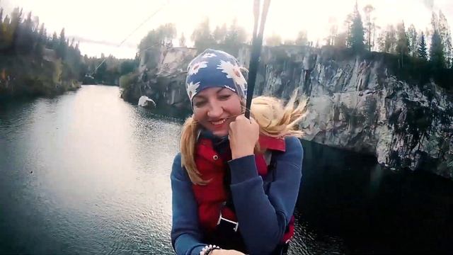 Zip line 400м полет над мраморным Каньоном в горном парке Рускеала