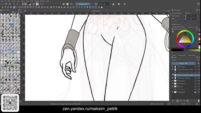 Отрисовка аниме персонажа в Krita