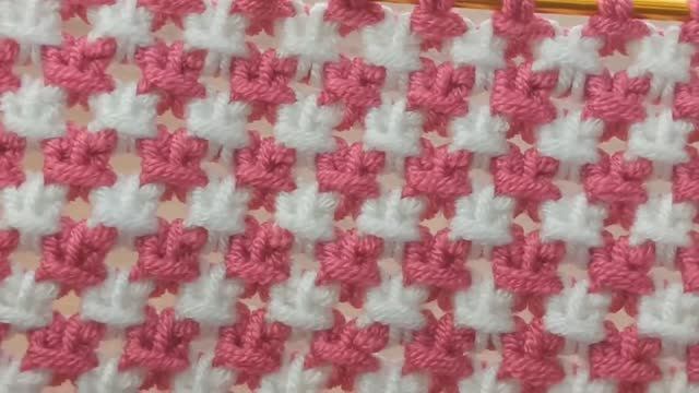 Очень простой двухцветный тунисский узор крючком