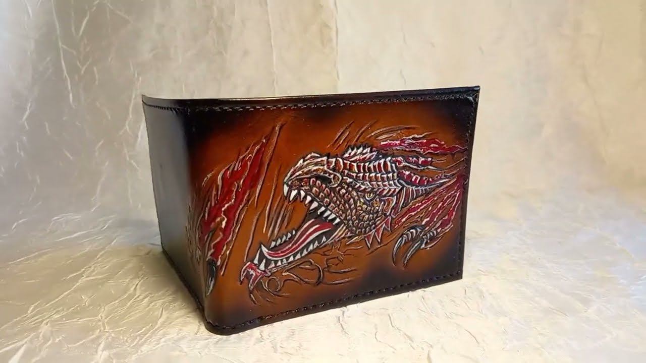 Кошелёчек в подарок на День Рождение другу наших ребят). Изделия из кожи. СКСтиль. Дракоша.