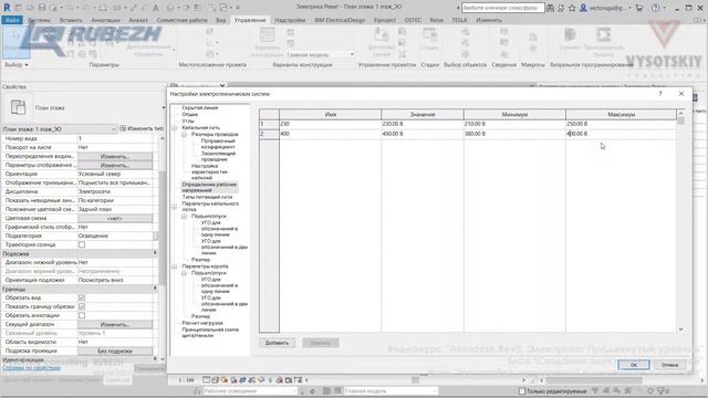 14 Настройка напряжений в семействе и проекте