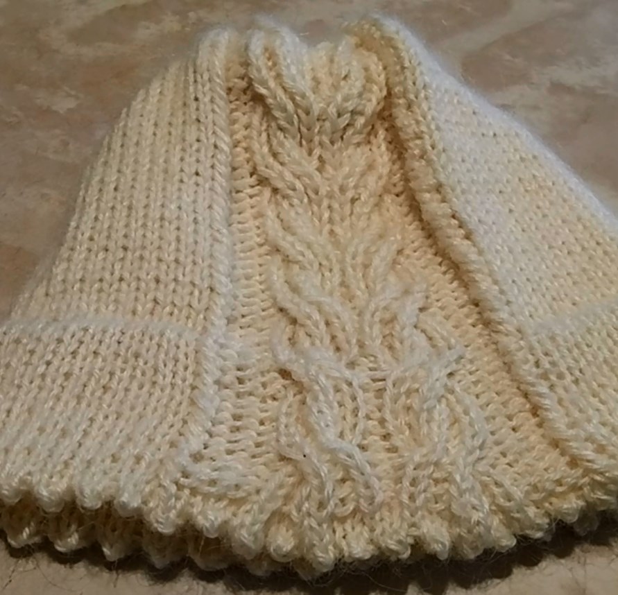 Шапка с узором "Коса" Часть 2