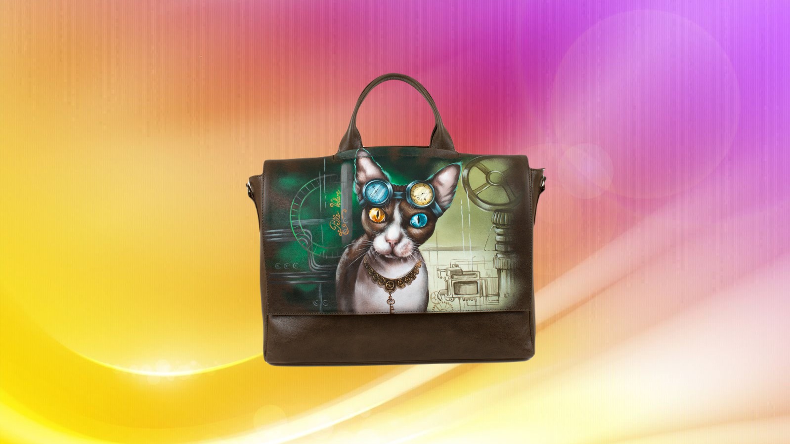 Сумка для ноутбука и документов "Кот механник" Pelle-Volare