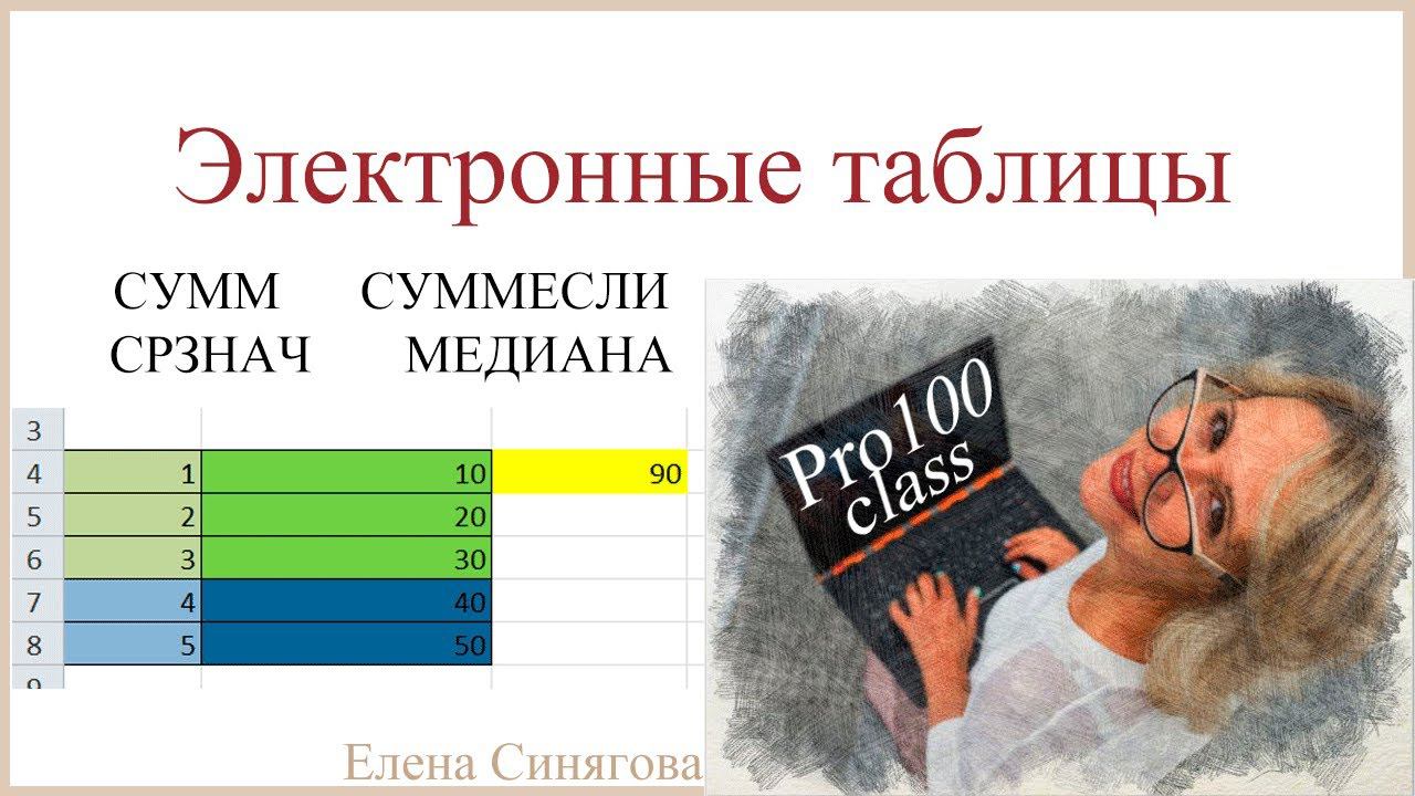 Электронные таблицы. Функции СУММ(), СУММЕСЛИ(), СРЗНАЧ(), МЕДИАНА() для ЕГЭ и ОГЭ по информатике