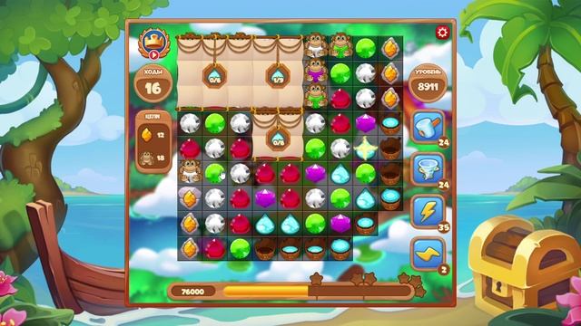 Как пройти уровень 8911 в игре Сокровища Пиратов