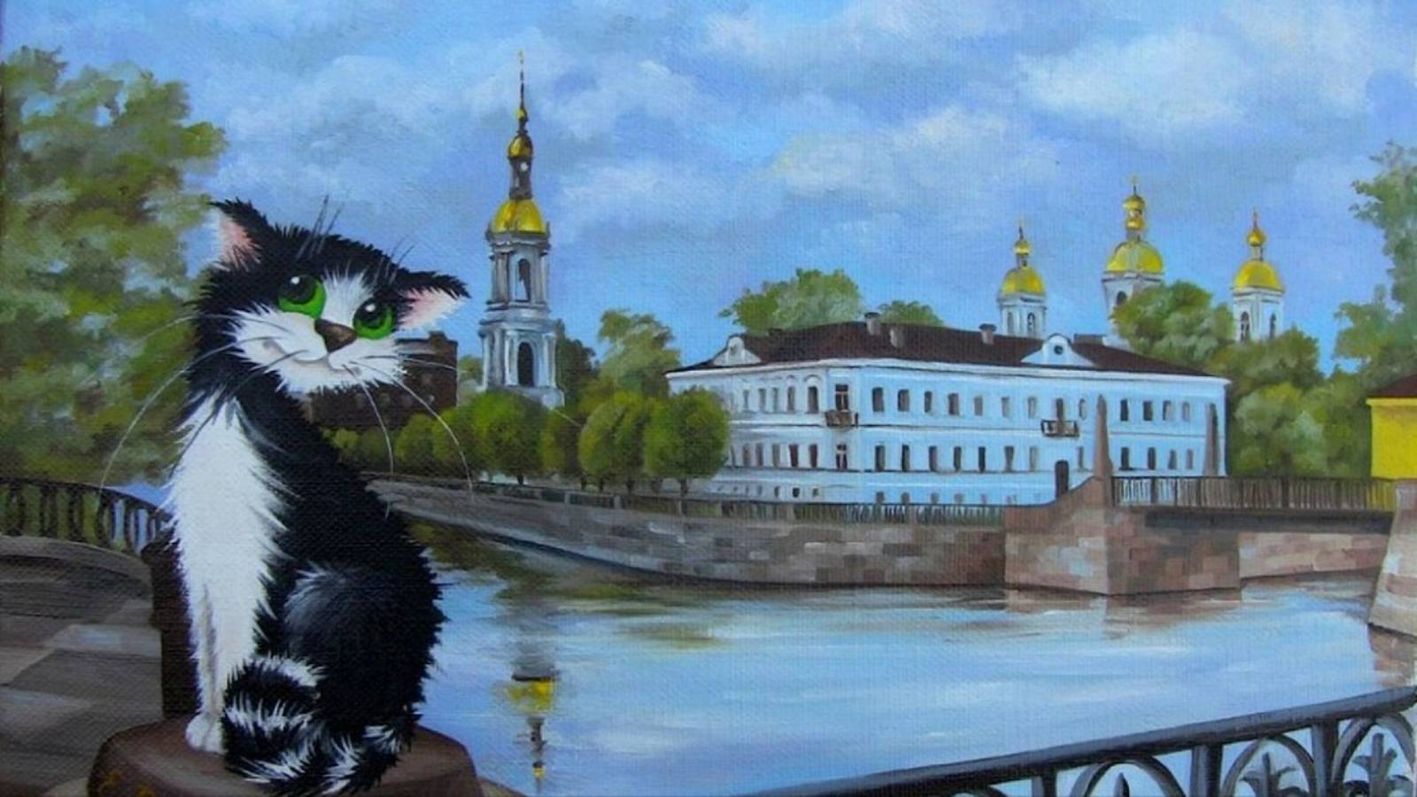 Позитивные коты. Очаровательные КОШАРИКИ. Петербургские коты художника Елены Романовой.