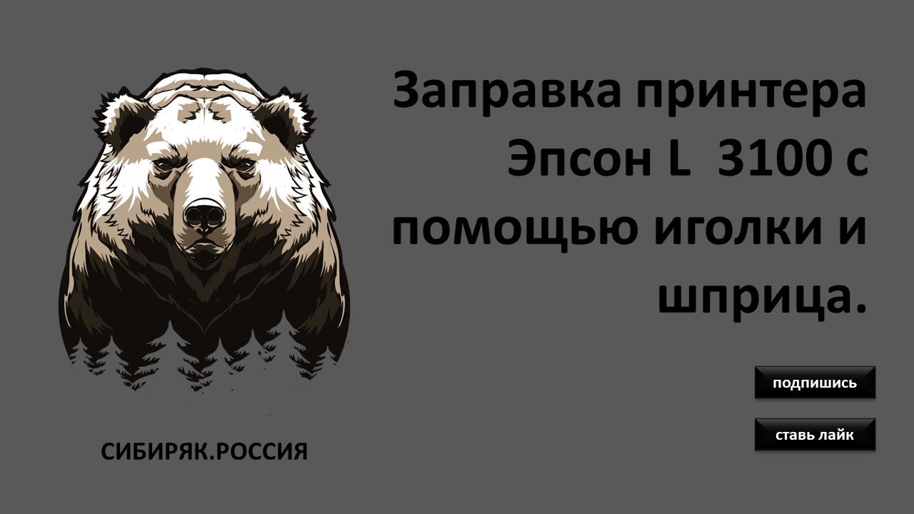 Заправка принтера Эпсон L  3100 с помощью иголки и шприца
