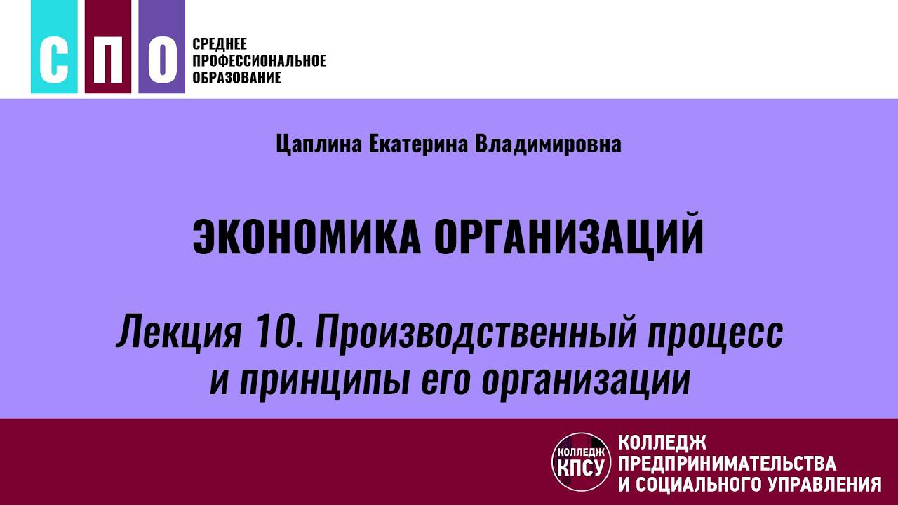 Лекция 10. Производственный процесс и принципы его организации - Экономика организаций
