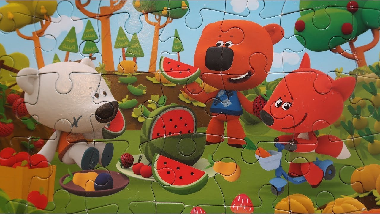 Пазл Ми-Ми-Мишки, Пикник - собираем пазлы для детей | Polinka-Vitaminka