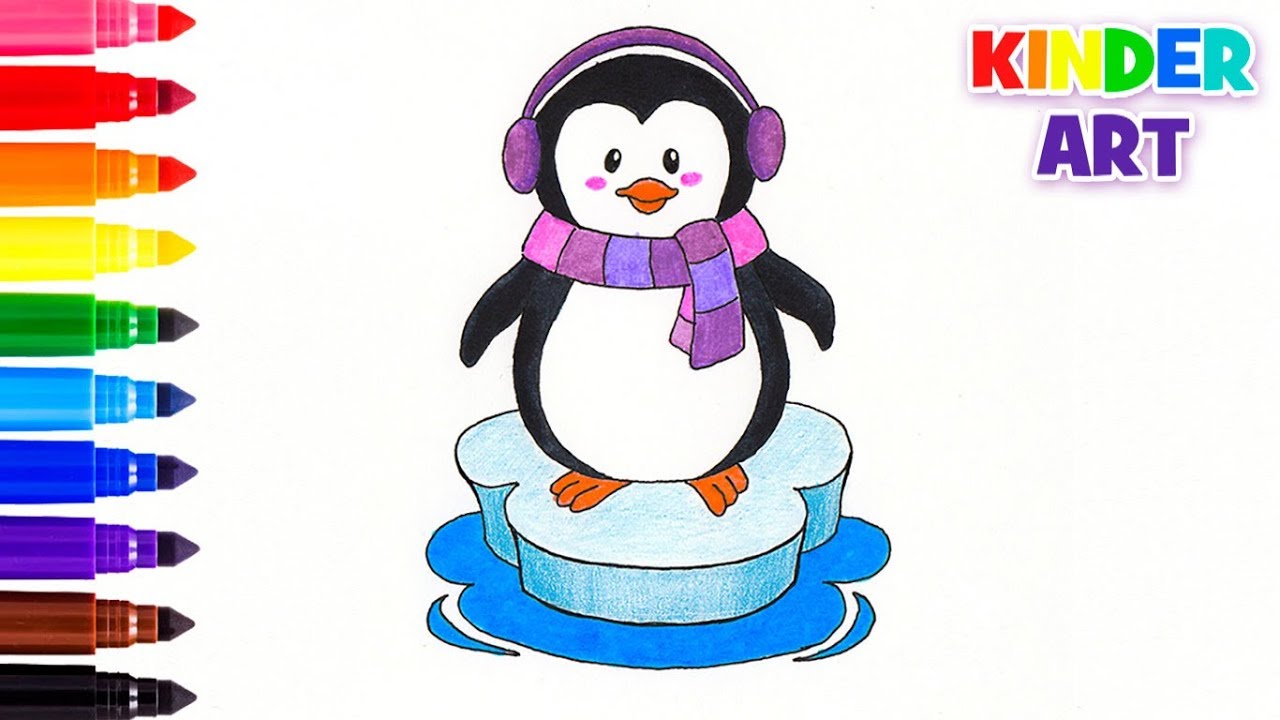 Как нарисовать пингвина на льдине