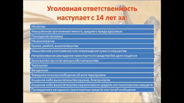 Правовой час «Мы в ответе за свои поступки»