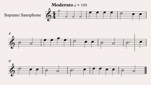 РНП "Во поле берёза стояла" ноты и видео-минусовка для саксофона-сопрано, темп 100
