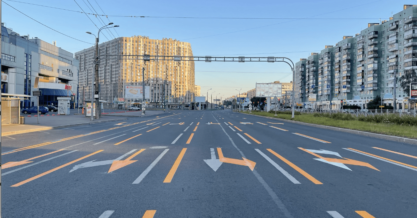 Временная дорожная разметка, Санкт Петербург.