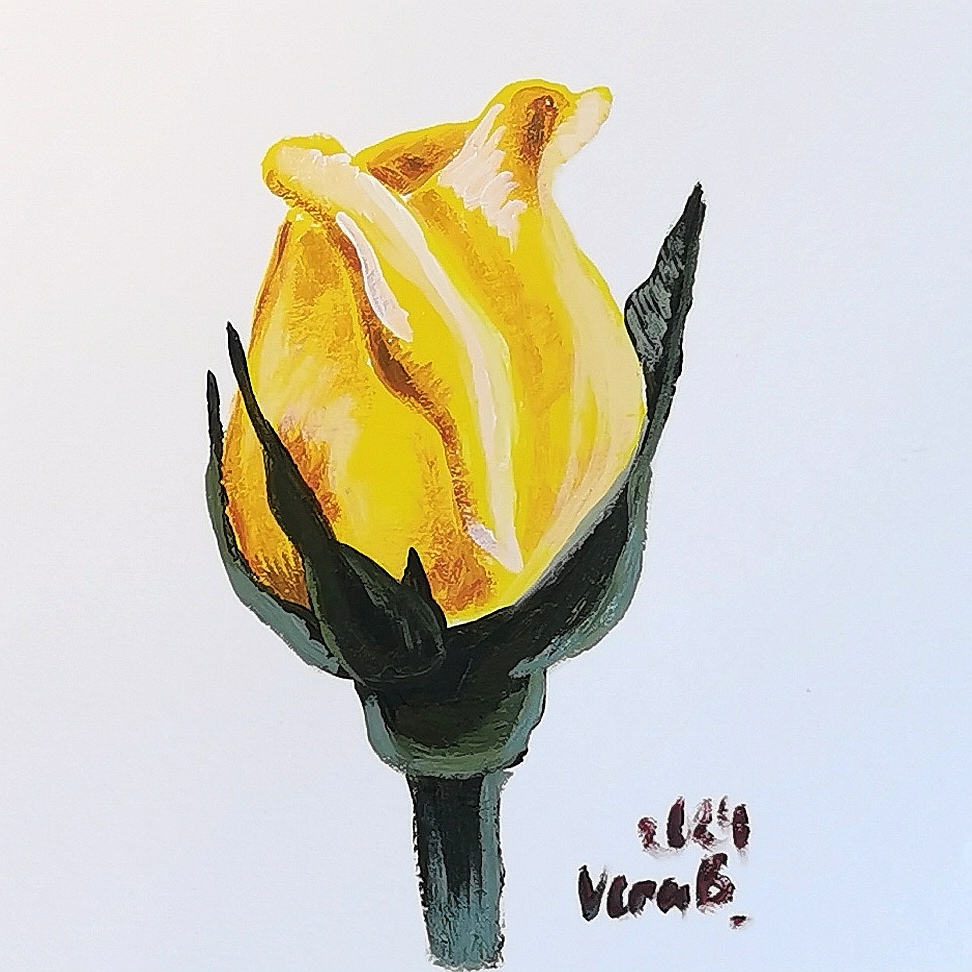 Желтая роза акрилом || Пошаговое объяснение