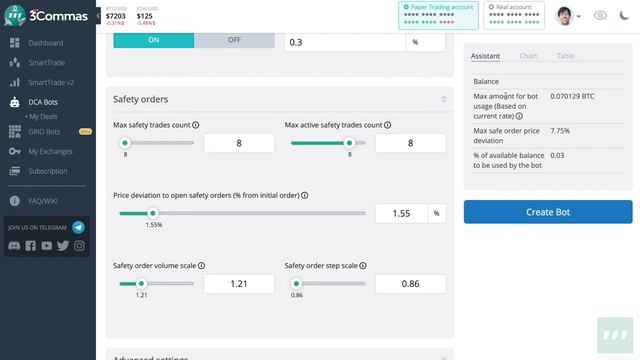 How to set an Advanced bot on 3Commas