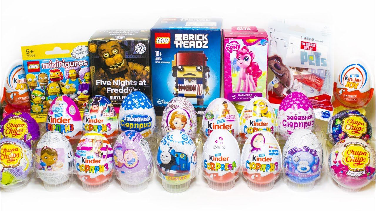 25 Киндер Сюрпризов МАША и МЕДВЕДЬ Фиксики ФНАФ Пираты Карибского Моря LEGO Гадкия я 3 Тачки Тролли
